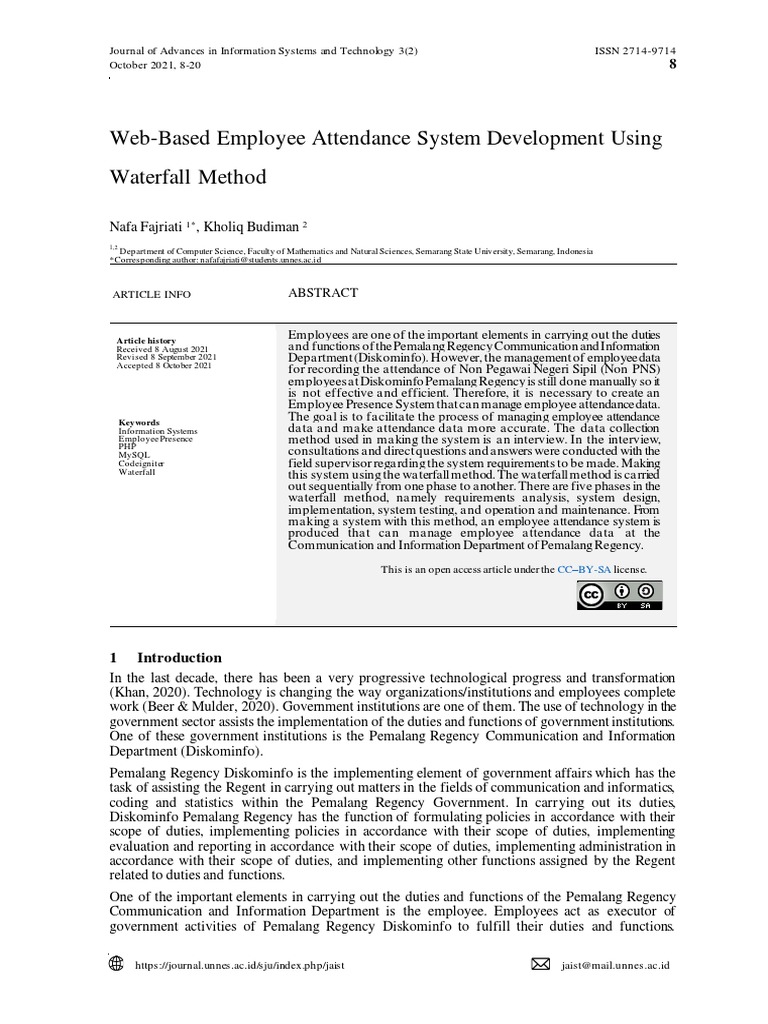 Web-Based Employee Attendance System Development U | PDF | World Wide ...