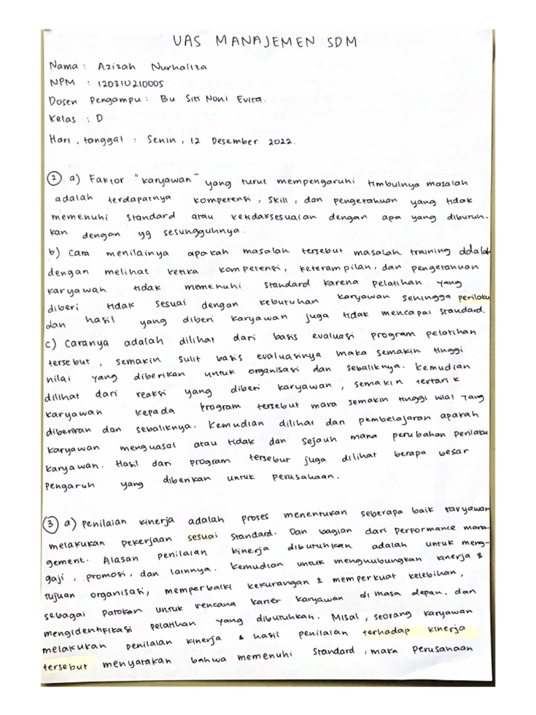 UAS MSDM Azizah Nurhaliza 120310210005 | PDF