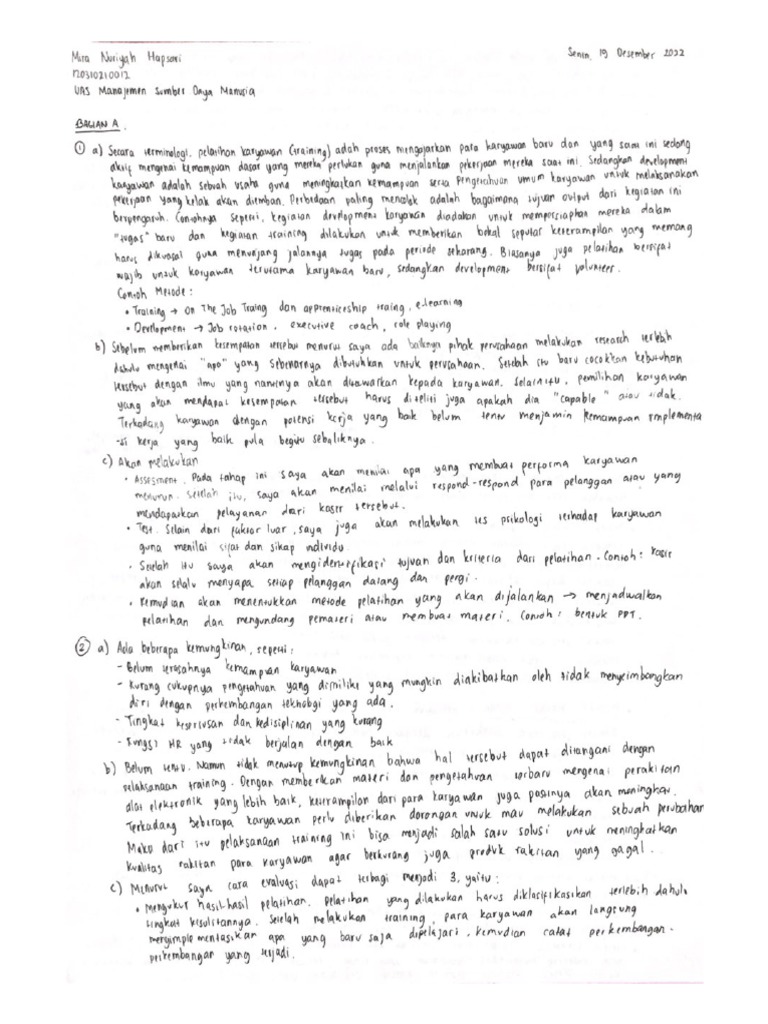 UAS MSDM - Mira Nuriyah Hapsari - 120310210012 | PDF