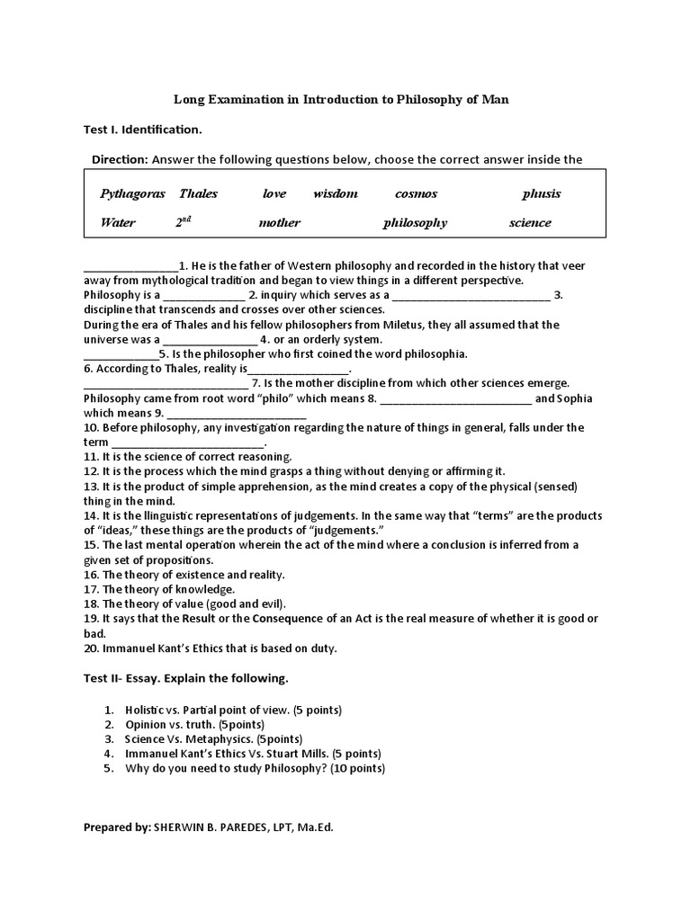 Intro - To Philo Long Exam | Download Free PDF | Epistemology | Science
