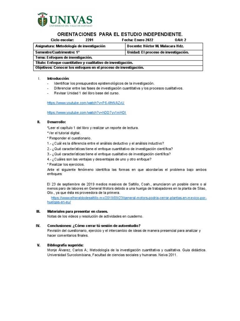 Enfoques Cuantitativo y Cualitativo en Investigación | PDF ...