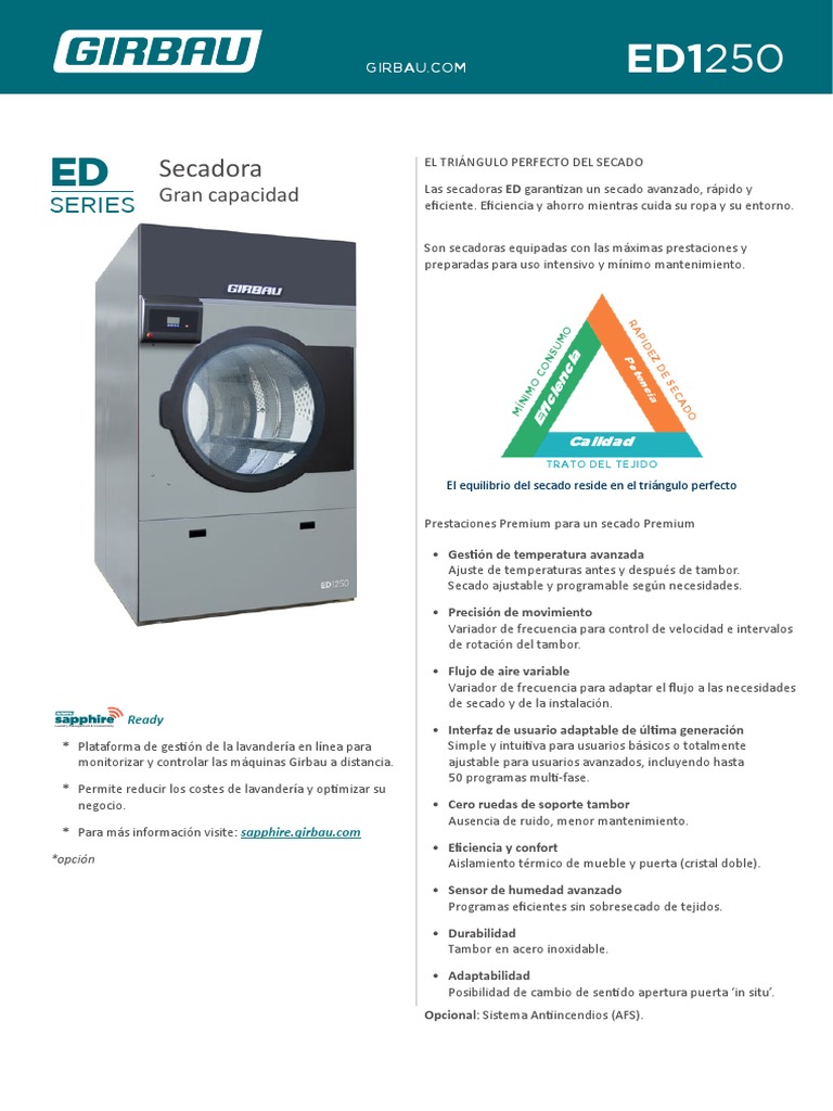 Secadora Industrial ED1250 Girbau | PDF