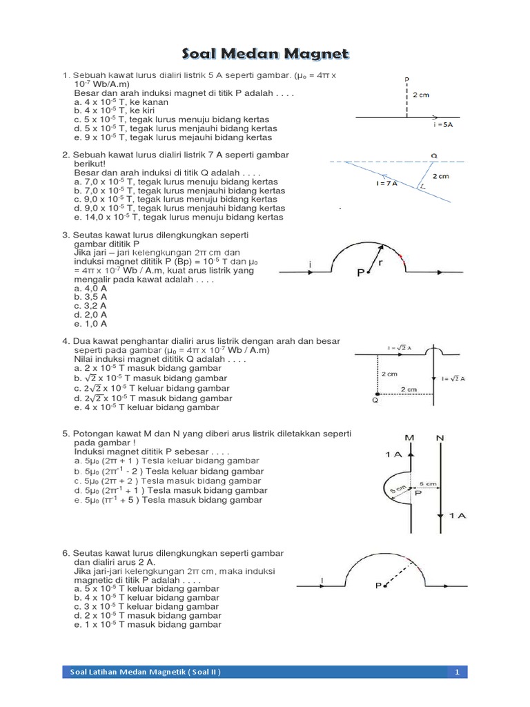 Soal Latihan Medan Magnet (Soal II) | PDF | Metode & Bahan Ajar | Sains ...