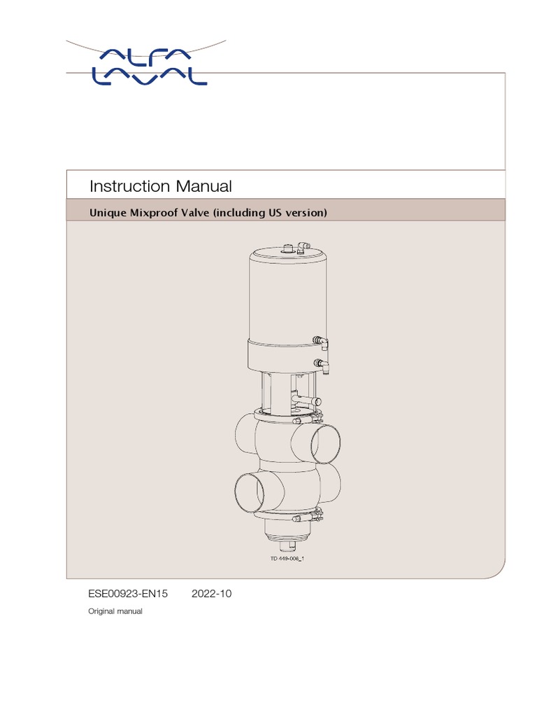 Instruction Manual Unique Sanitary Mixproof Valve Including Us Version ...
