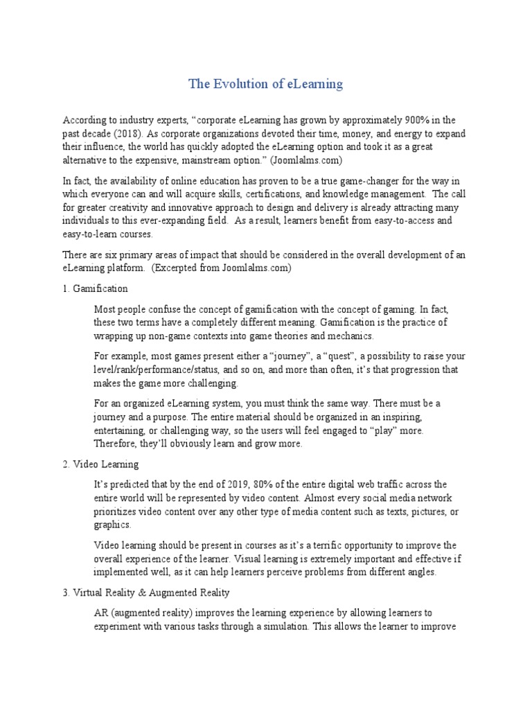 The Evolution of Elearning | Download Free PDF | Educational Technology | Learning