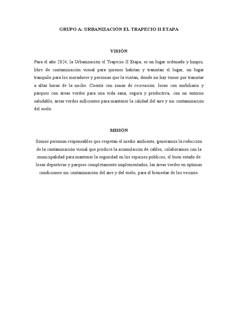 Vision y Mision Grupo A | PDF | Contaminación | La contaminación del aire Vision y Mision Grupo A | PDF | Contaminación | La contaminación del aire