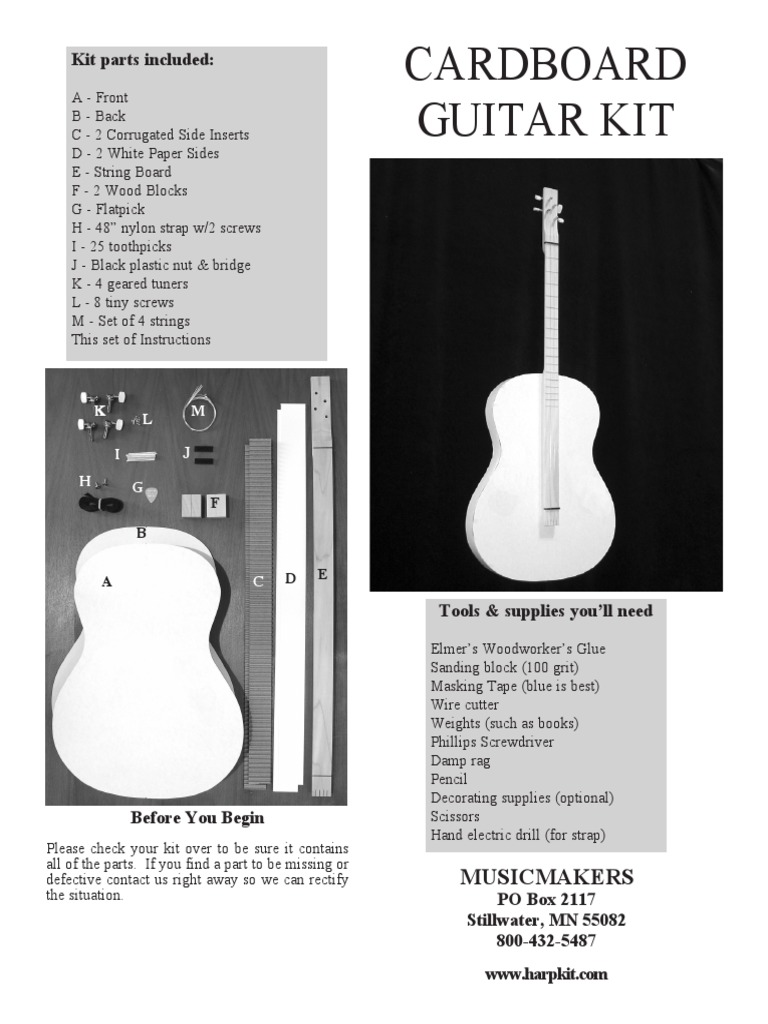 CARDBOARD Guitar Kit - Folk | PDF | String Instruments | Guitars