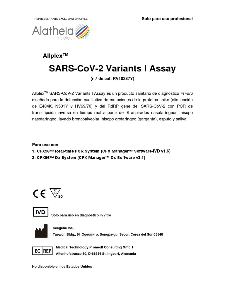 ALLPLEX Manual Variants I IVD - EN | PDF