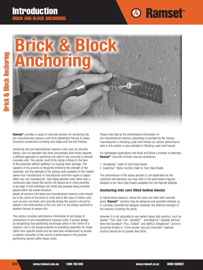 Ramset Brick Block Anchoring | PDF | Screw | Brick