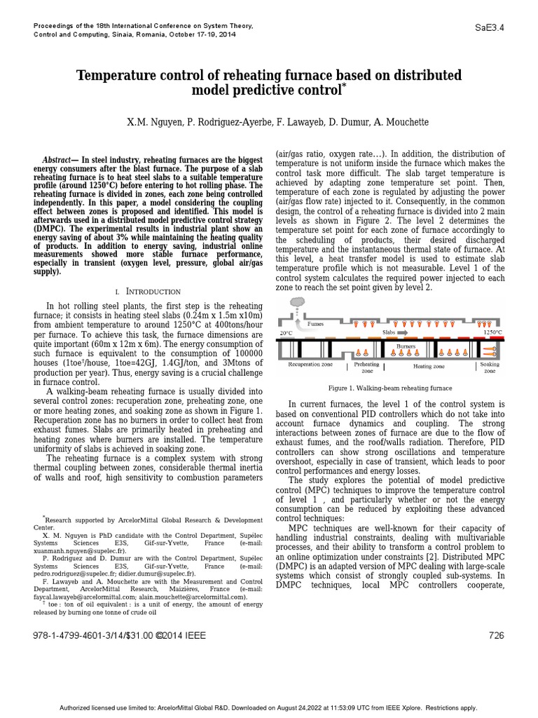 Temperature Control of Reheating Furnace Based On Distributed Model ...