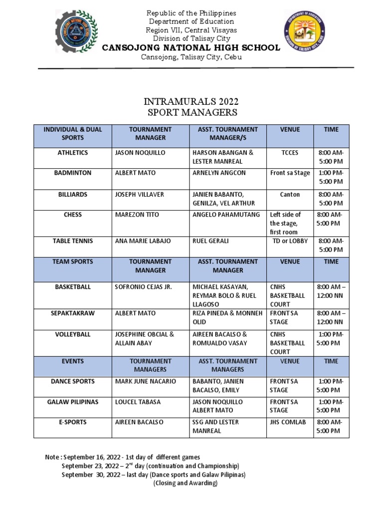 Intramurals 2022 | PDF | Competition | Competitive Games
