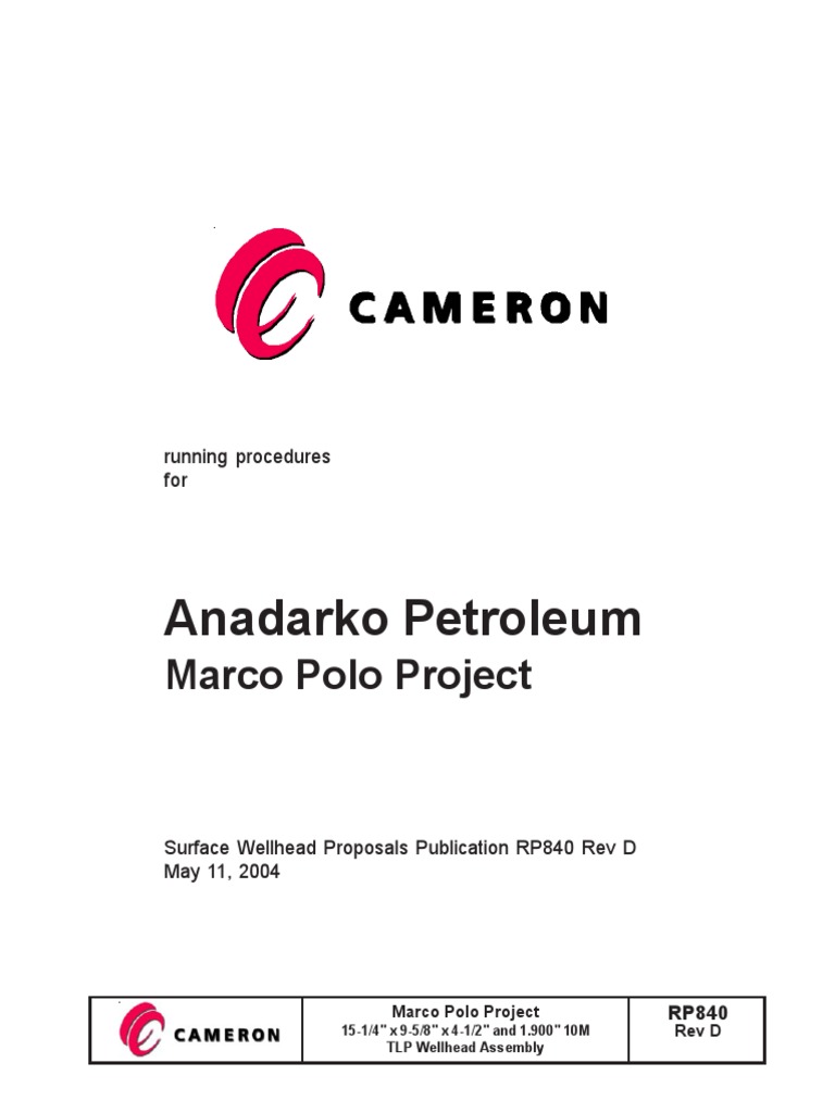 Anadarko Marco Polo - Running Procedure | PDF | Valve | Pipe (Fluid ...