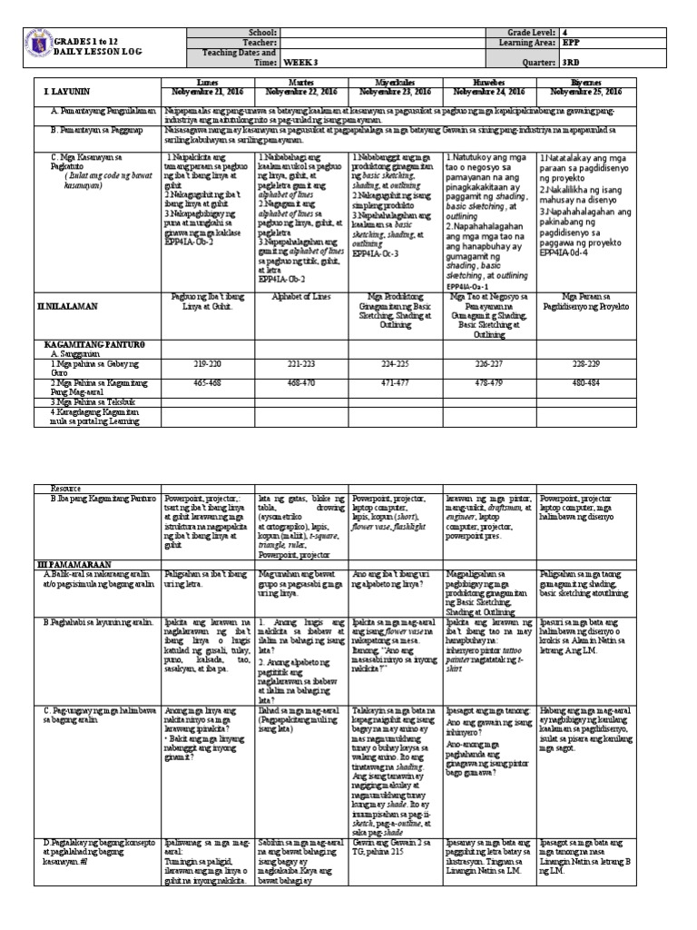 DLL - Epp 4 - Q3 - W3 | PDF