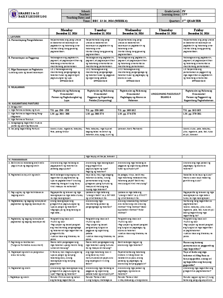 DLL - Epp 4 - Q3 - W6 | PDF