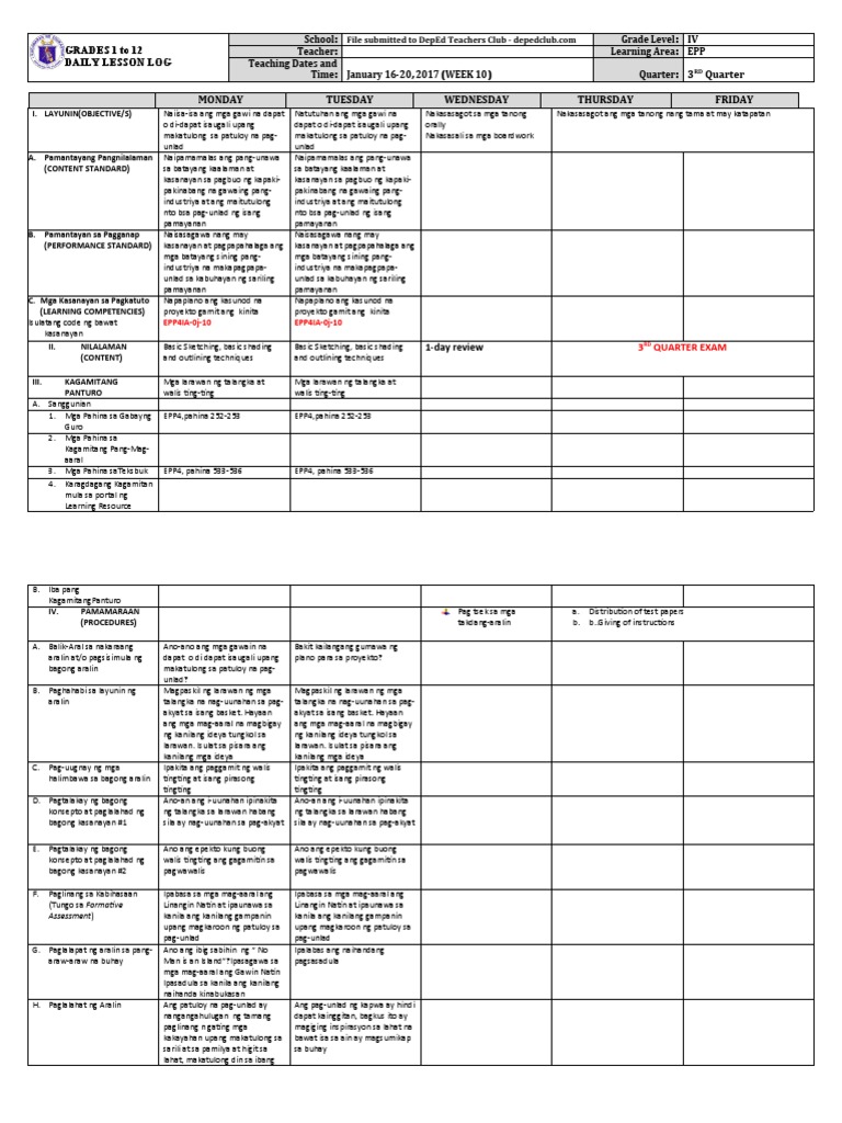 DLL - Epp 4 - Q3 - W10 | PDF