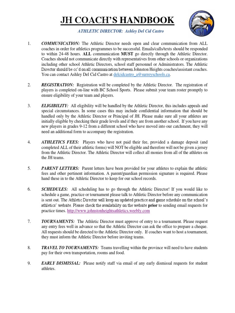 JH Coaches Handbook 2023 | Download Free PDF | Sports | Justice
