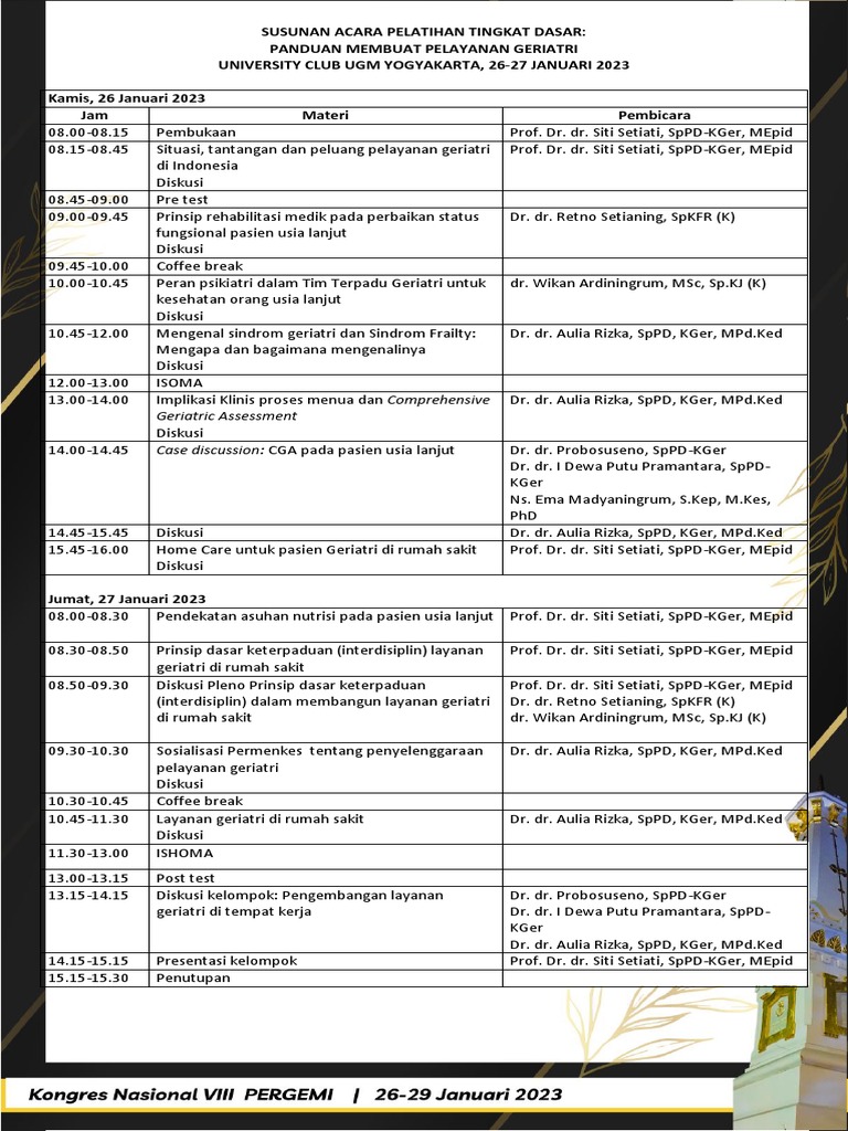 Susunan Acara Rangkaian KONAS PERGEMI VIII | PDF