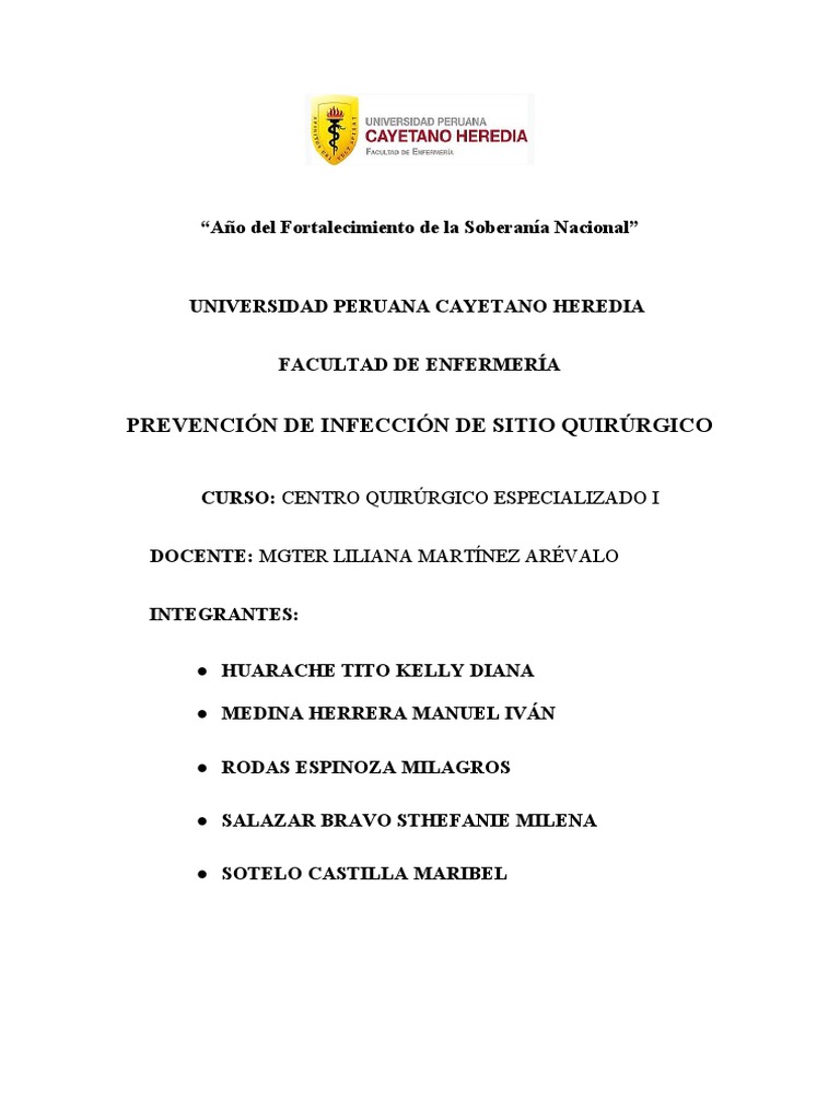G1 - Prevención de Infección de Sitio Quirúrgico | PDF | Cirugía | Antimicrobiano