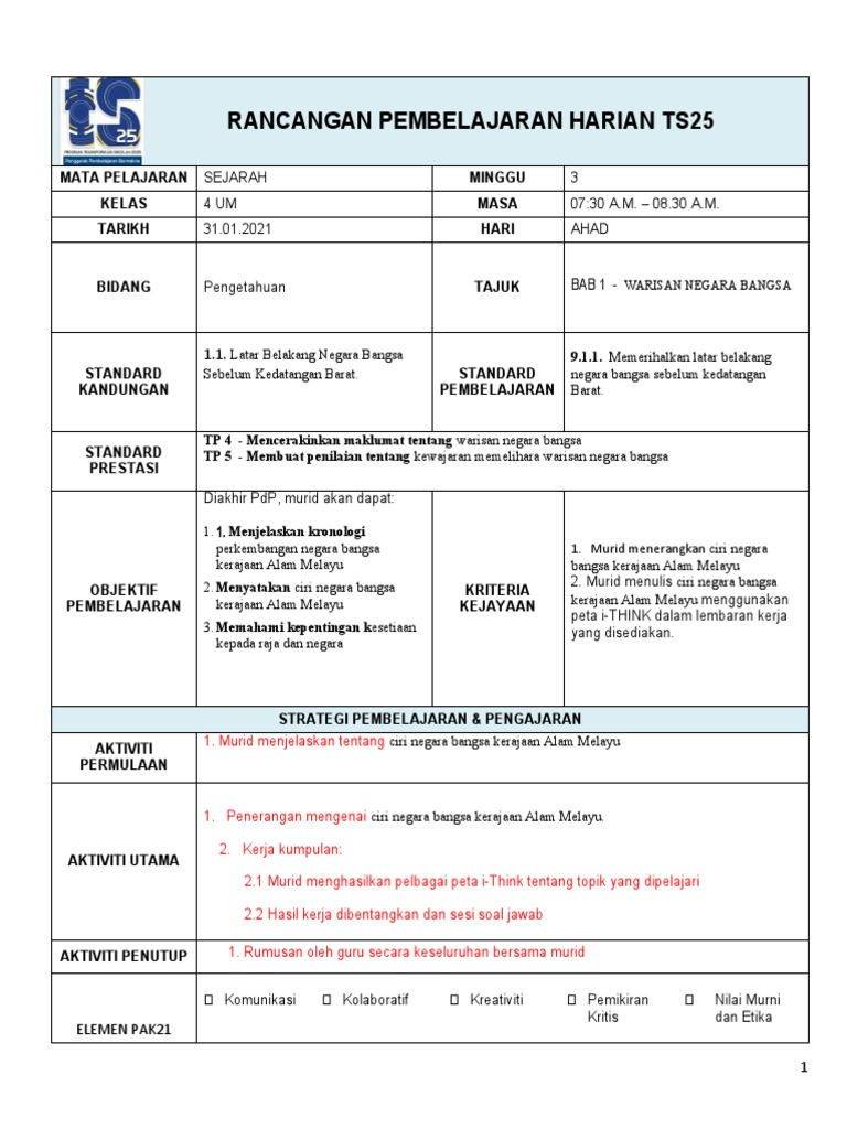 Tapak RPH TS25 | PDF