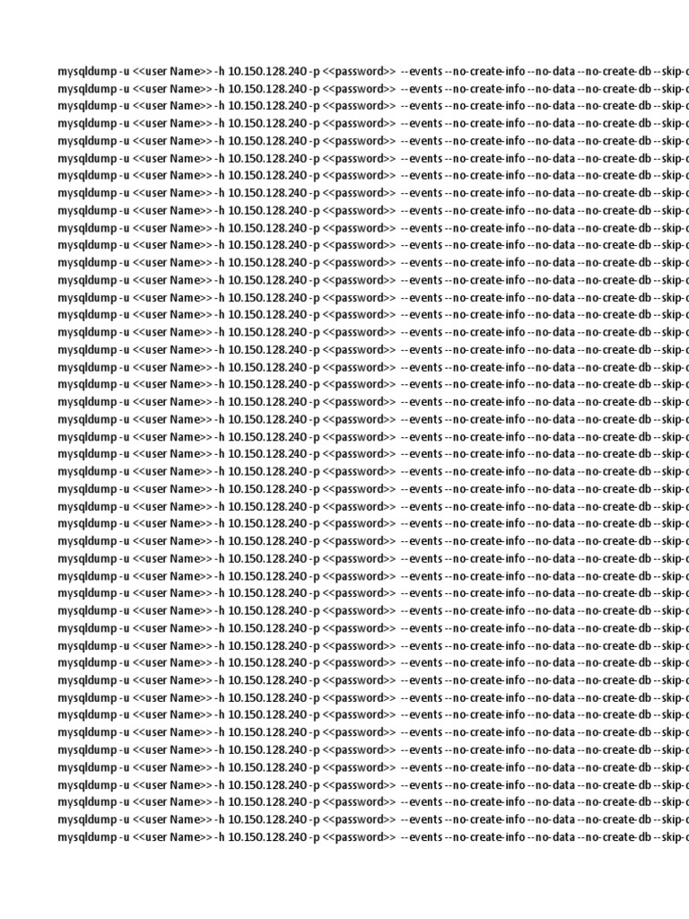 MySQL Dump Command For Events | PDF