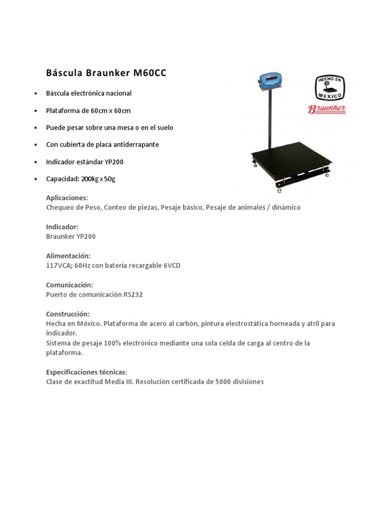 Báscula Braunker M60CC | PDF