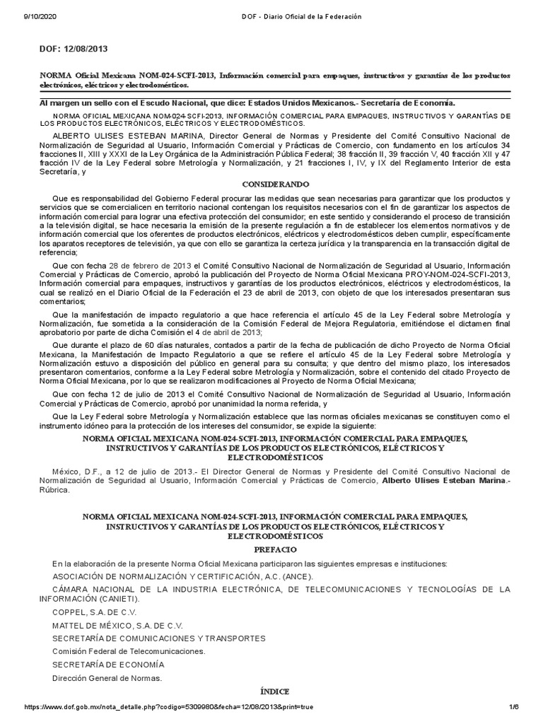 Nom 024 Scfi | PDF | Ingenieria Eléctrica | México