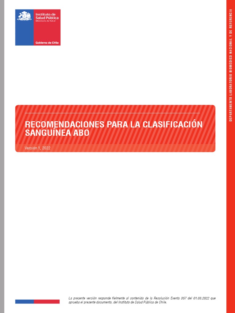 Recomendaciones Clasificación Sanguínea ABO | PDF | Tipo de sangre ...