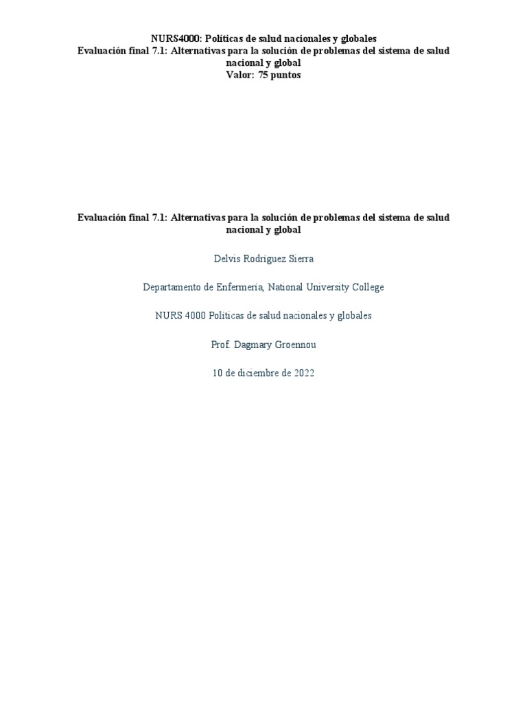 M7 Plantilla Evaluacion 7 1 | PDF | Enfermería | Medicina CLINICA