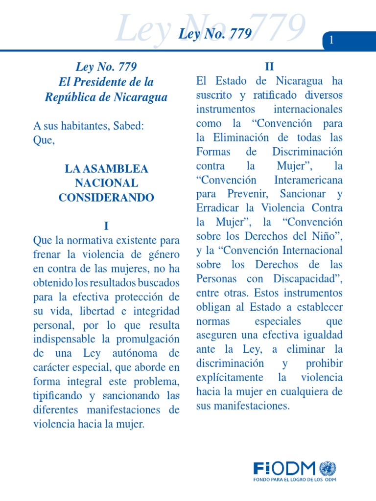 Ley 779: Protección Integral a Mujeres | PDF | La violencia contra las ...