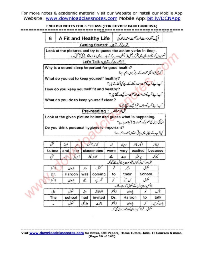 Unit 6 English Notes For 5th Class | PDF