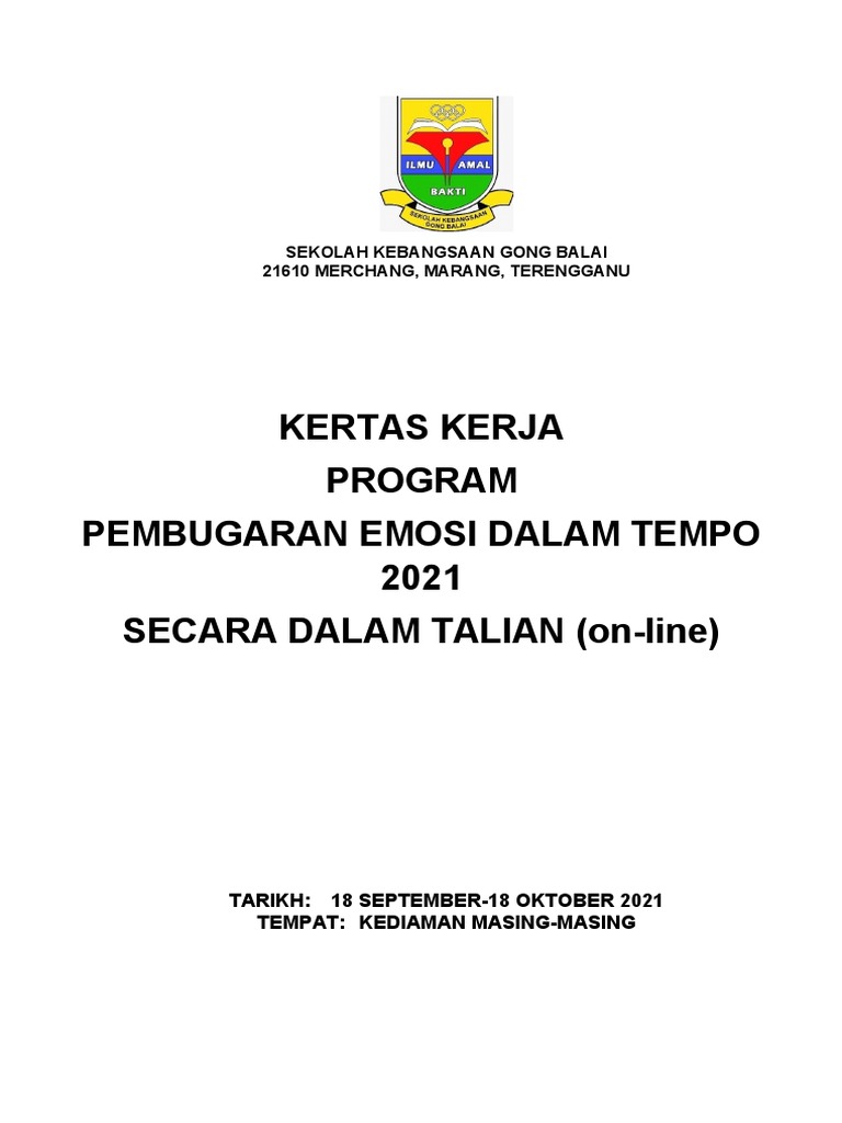 Kertas Kerja Minda Sihat 2021 Dan PJK | PDF