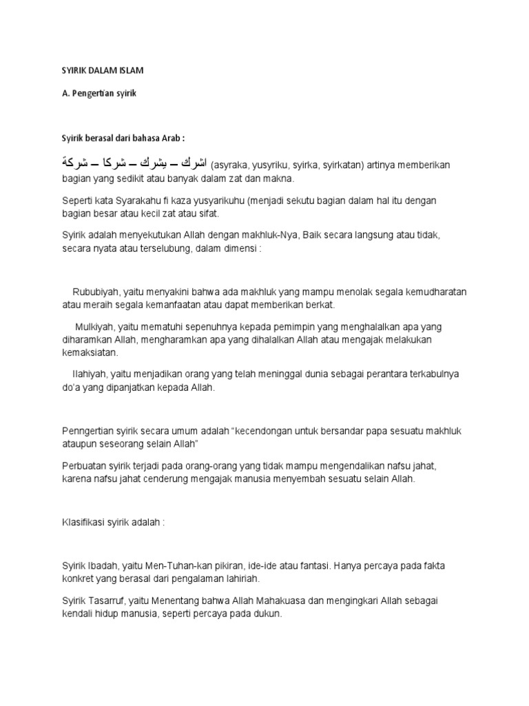 Syirik Dalam Islam | PDF