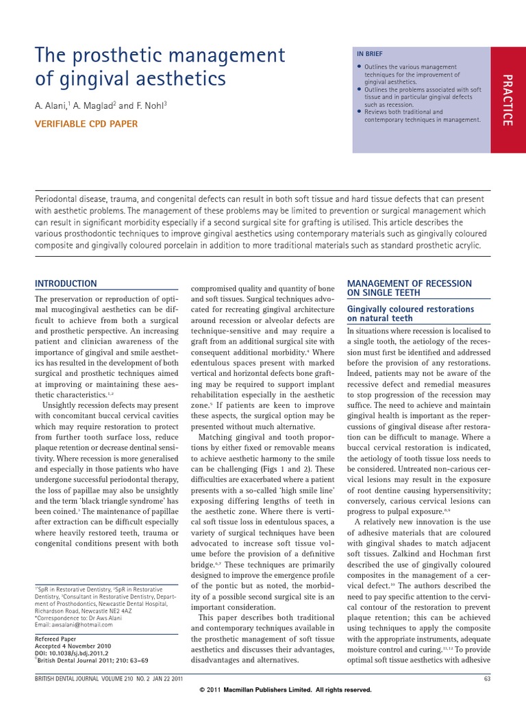 The Prosthetic Management Of Gingival Aesthetics Pdf Dental Implant