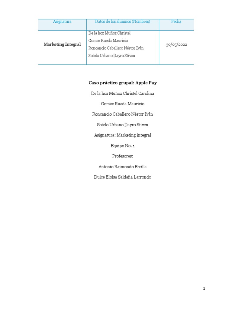 Caso Apple Pay | PDF | Big Data | Marketing