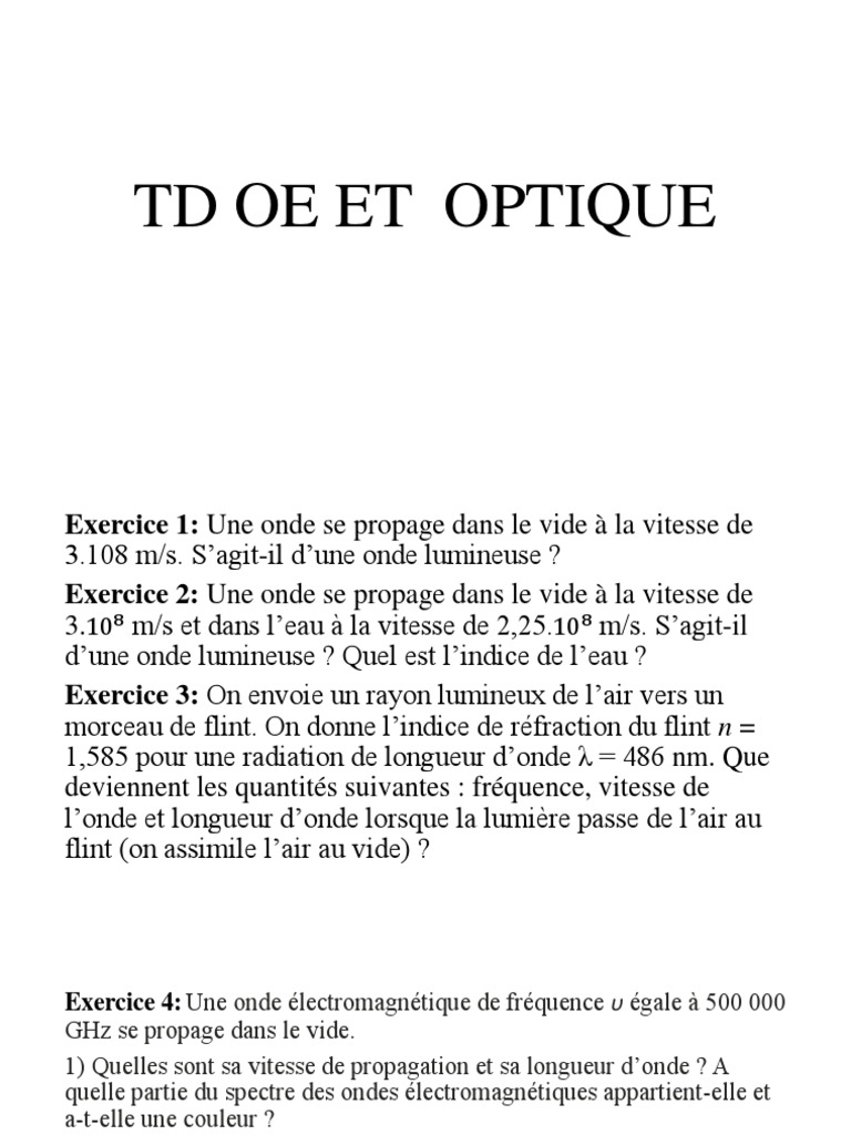 Ondes lumineuses et indices de réfraction | PDF | Réfraction | Indice ...