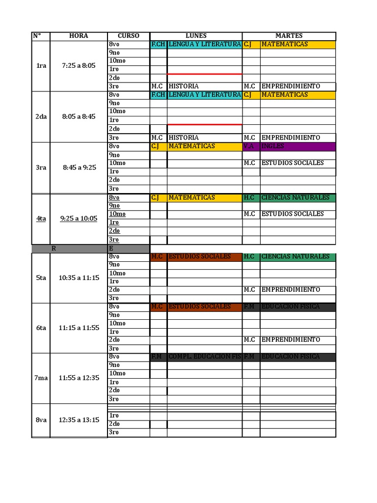 Horario 2022-2023 | PDF | Science | Ciencias Naturales