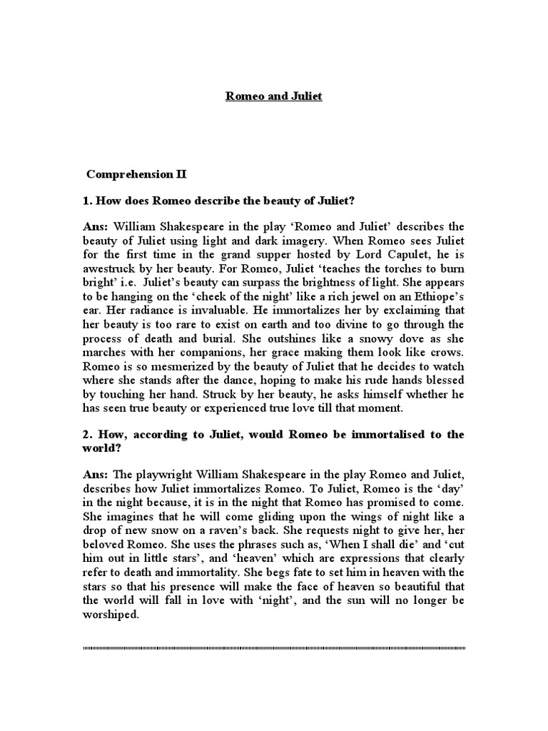 01 Romeo and Juliet Notes - Edited | PDF | Romeo And Juliet ...