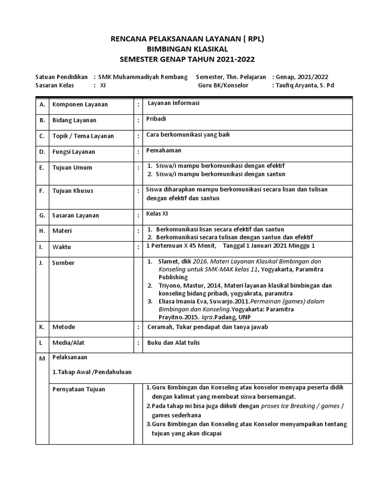 Rencana Pemberian Layanan | PDF