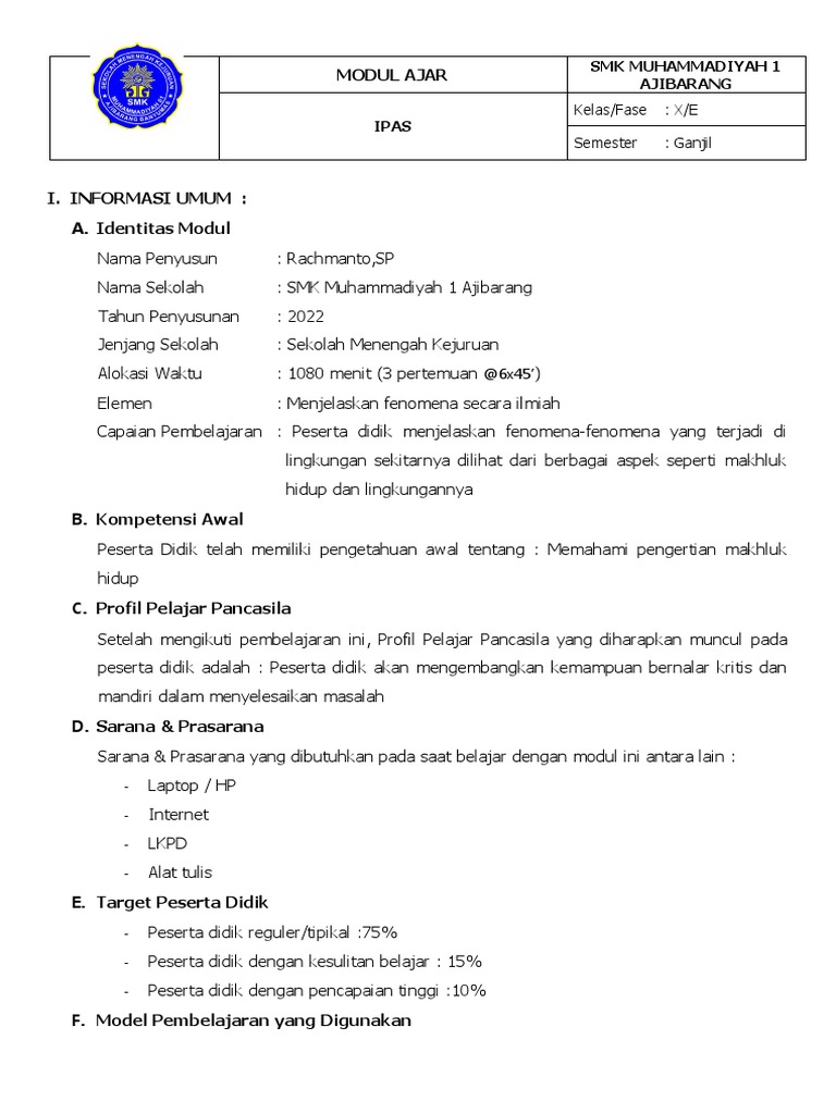 Modul Ajar IPAS MH | PDF