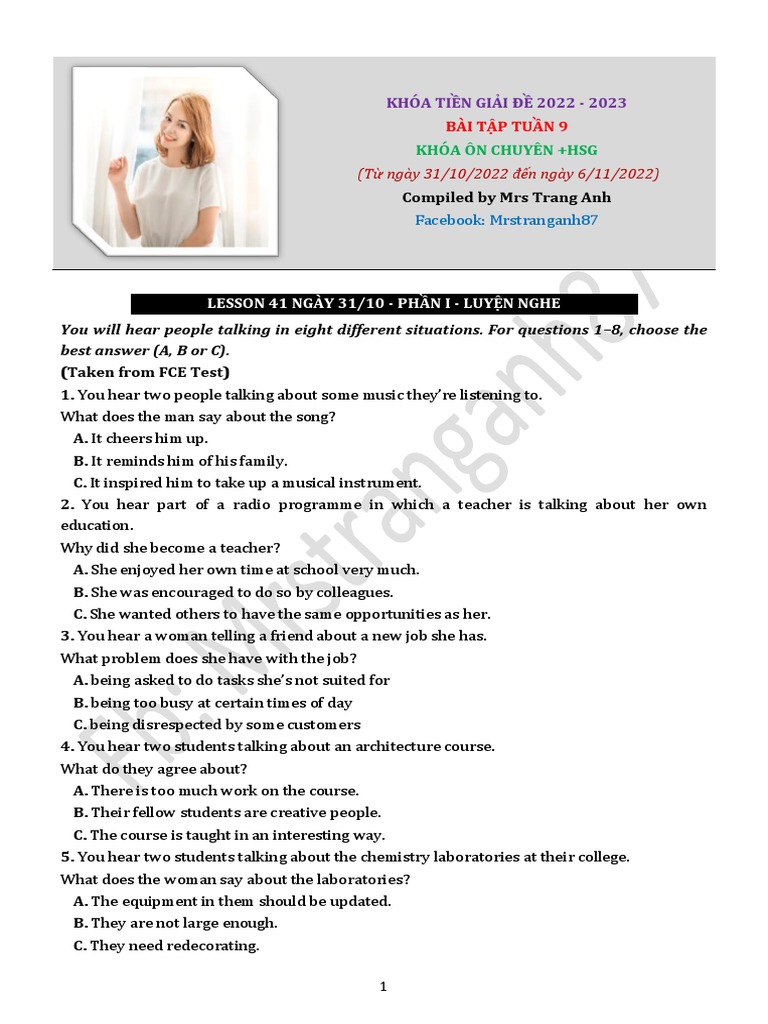 (TGD 2023) Bai Tap Tuan 9 Khoa Chuyen HSG 145591 1026202244716PM | PDF | Literacy | Laughter