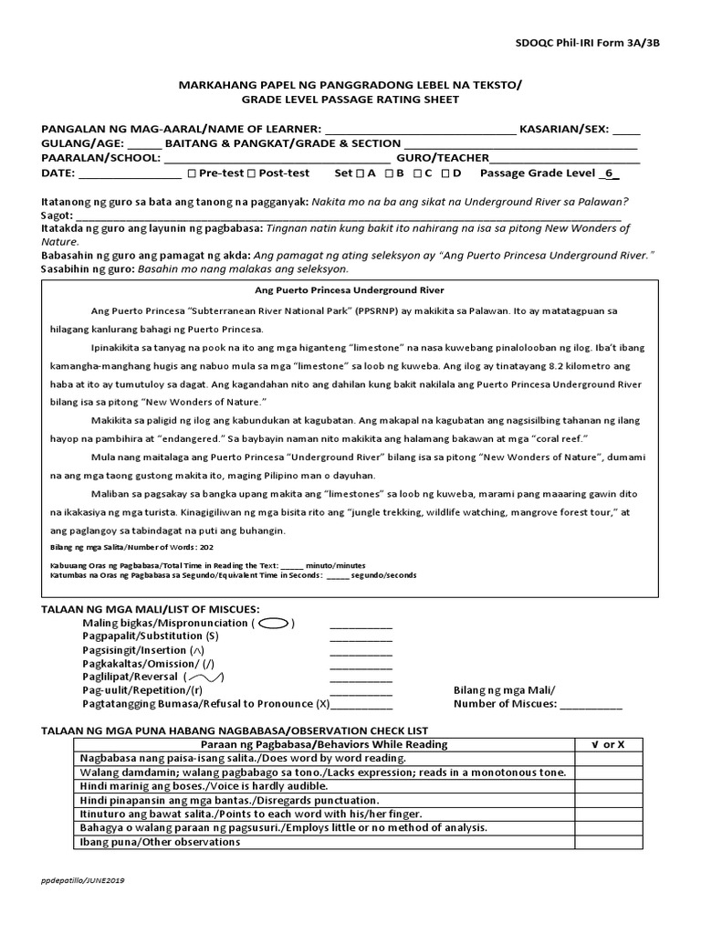 Rating Sheet Grade 6 Filipino | PDF | Language Arts & Discipline