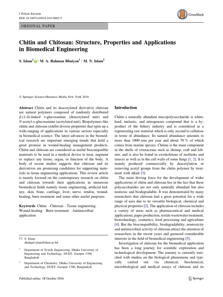 69-Chitin and Chitosan Structure Properties and Applications | PDF ...
