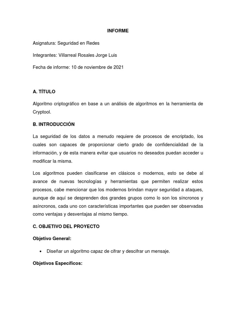 Algoritmo Criptográfico en Base A Un Análisis de Algoritmos en La ...