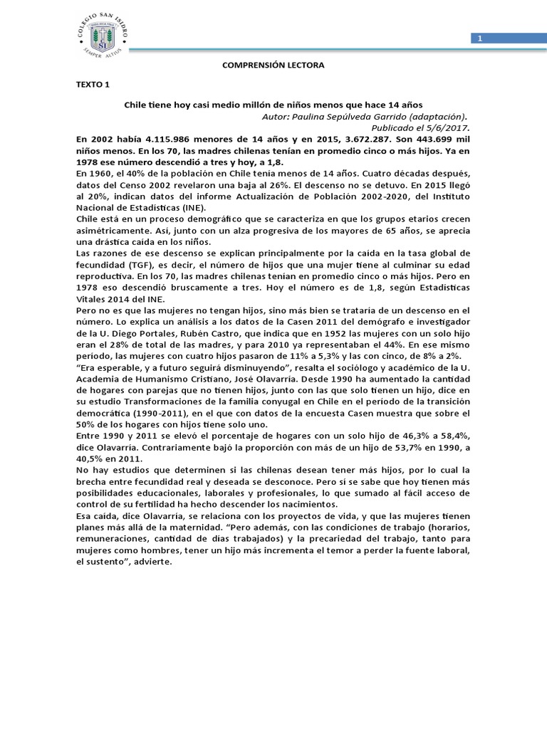 Clase 5-A. Comprensión Lectora | PDF | Chile | República Dominicana