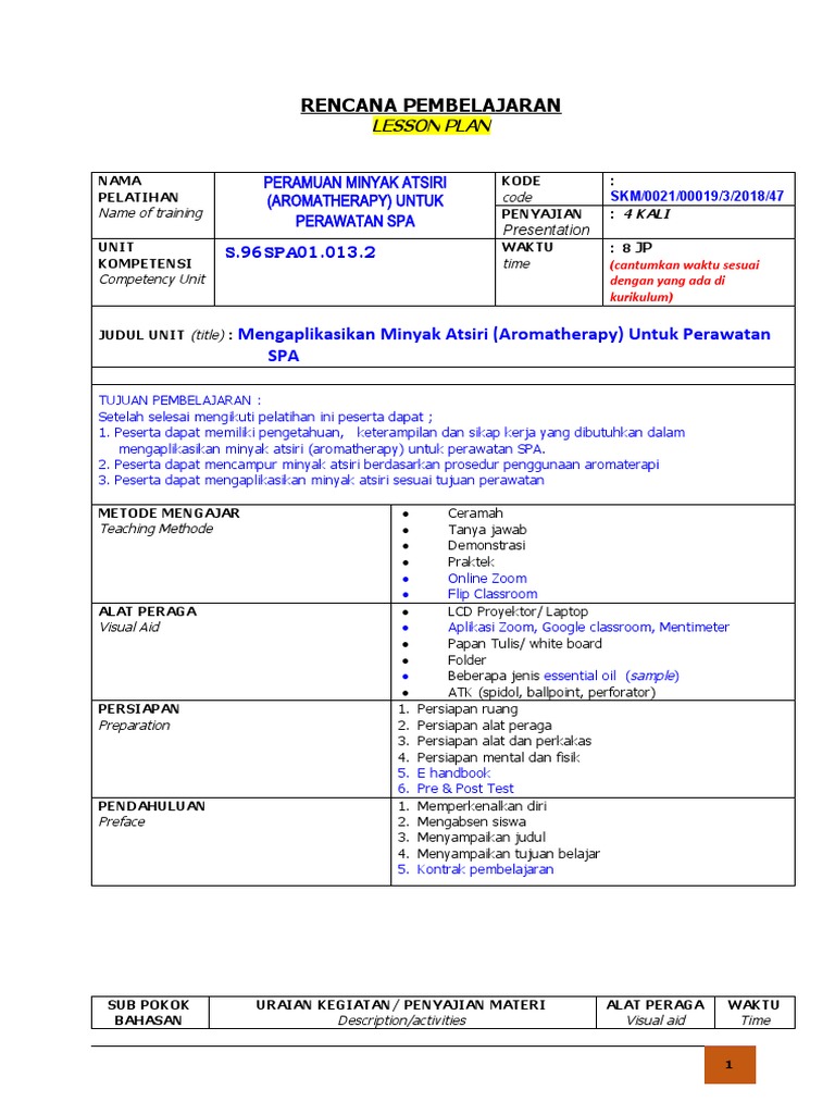Contoh Tugas Lesson Plan Dan Session Plan | PDF