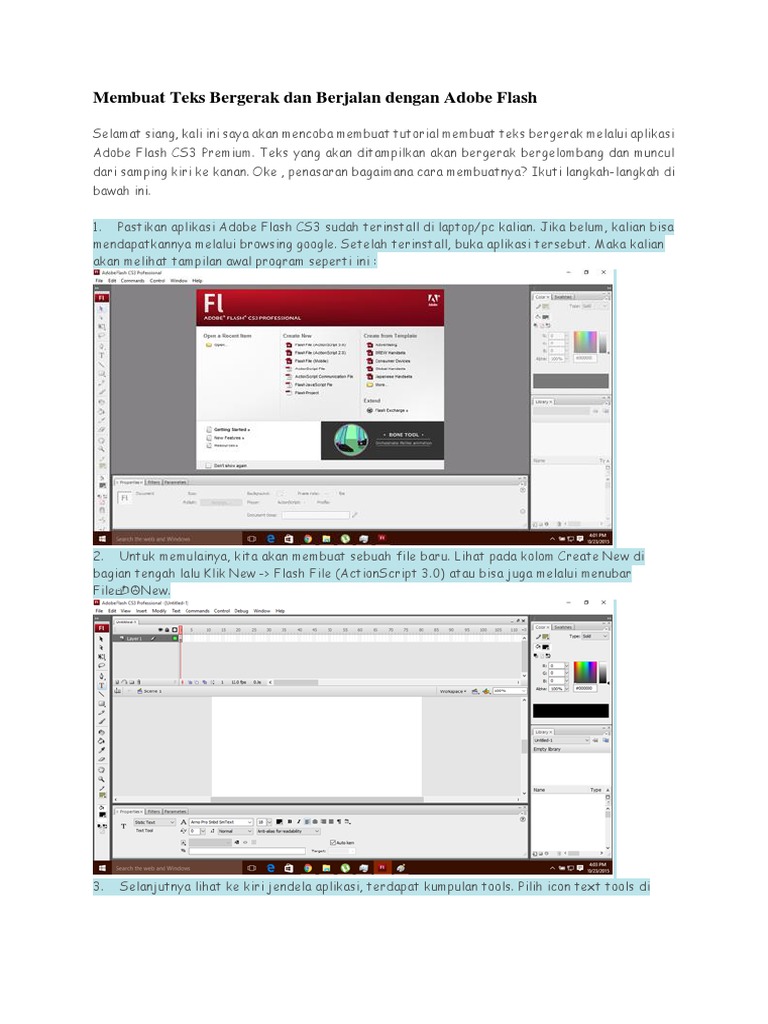 Membuat Teks Bergerak Dan Berjalan Dengan Adobe Flash | PDF