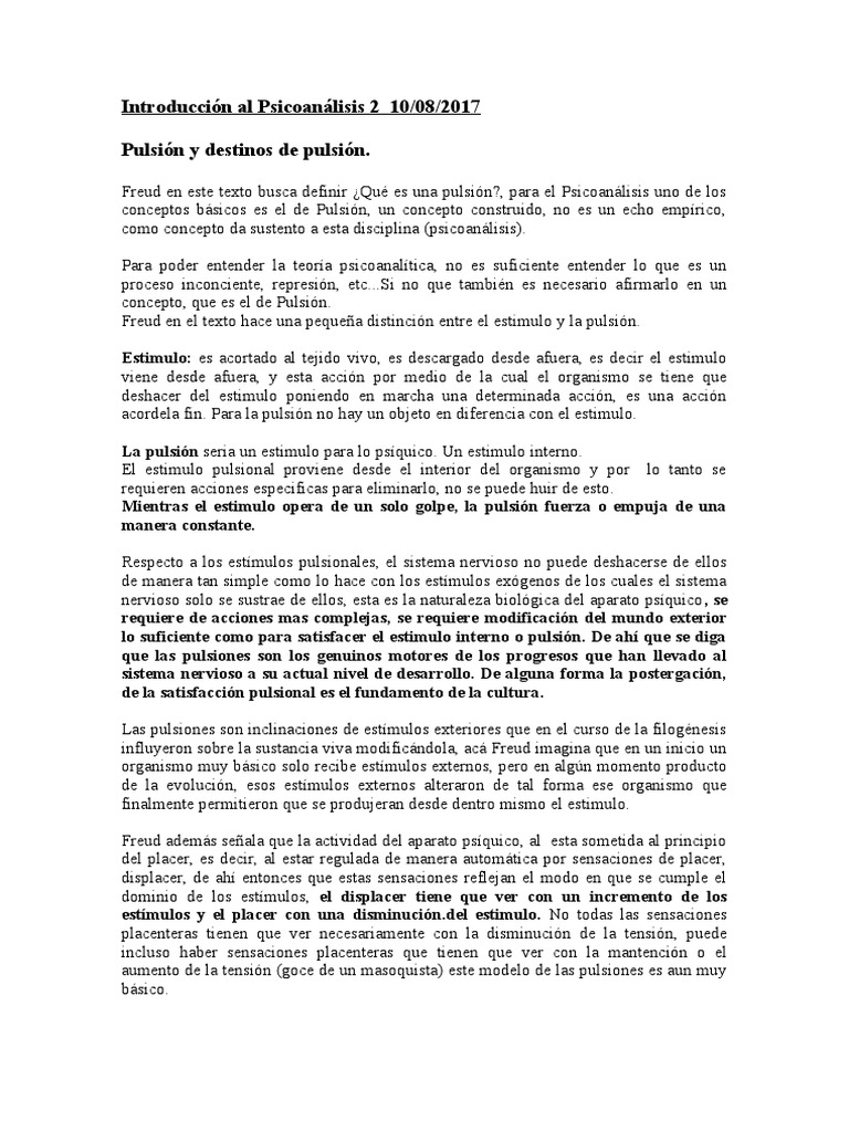 Pulsión y Destinos de Pulsión | PDF | Mente inconsciente | Psicoanálisis