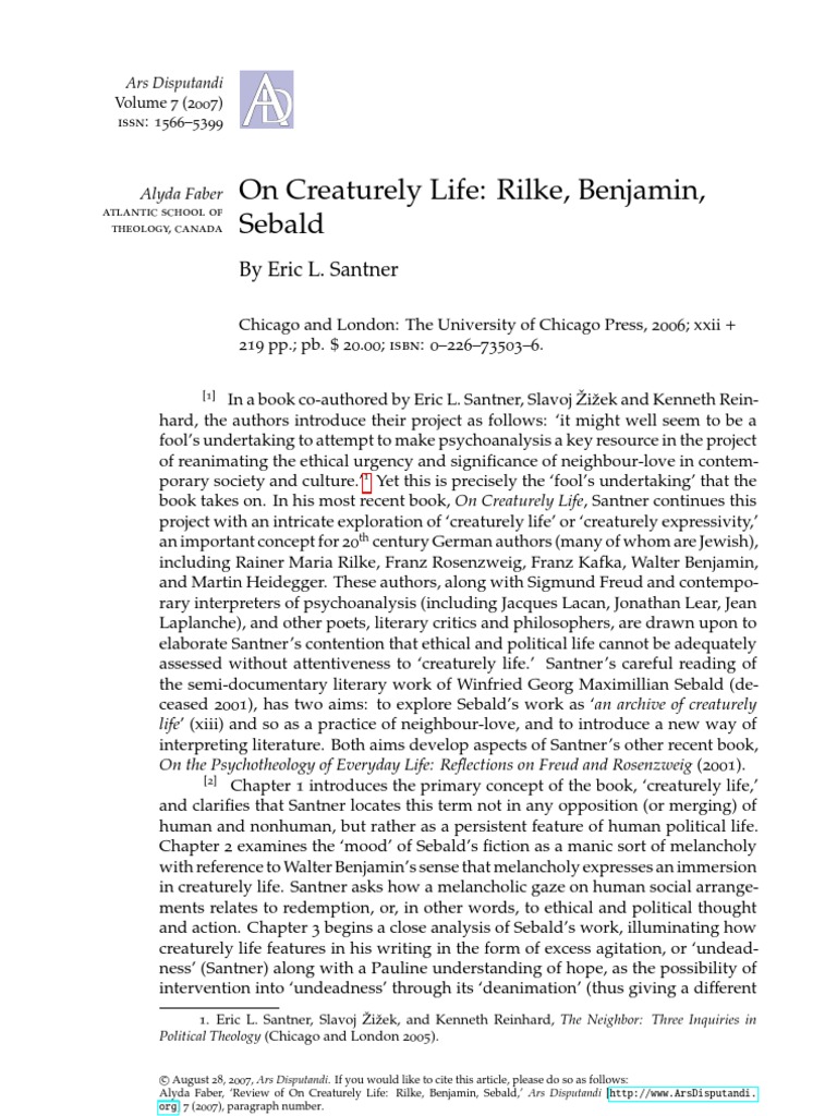 Review: On Creaturely Life Analysis | PDF | Psychoanalysis | Sigmund Freud