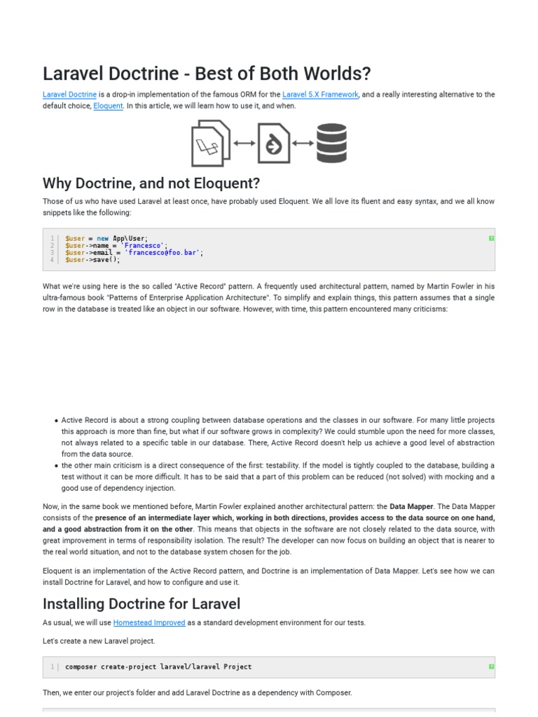 Laravel Doctrine Best of Both Worlds | PDF | Databases | Information Technology
