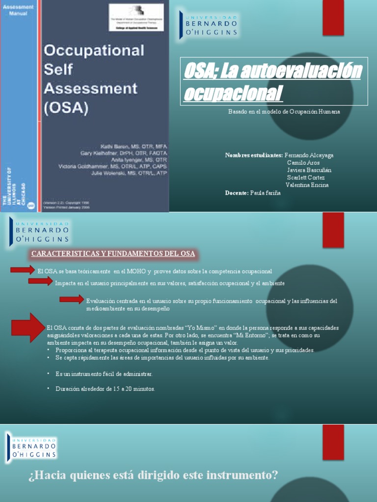 Evaluación OSA en Terapia Ocupacional | PDF | Relaciones personales, crianza y desarrollo ...